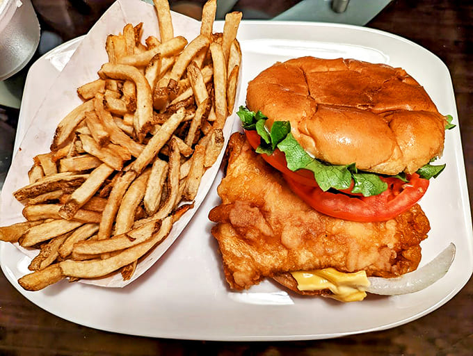 Fish Sandwich: Golden-fried perfection meets fresh toppings in this masterpiece that makes you question if you've been eating fish sandwiches wrong your entire life.