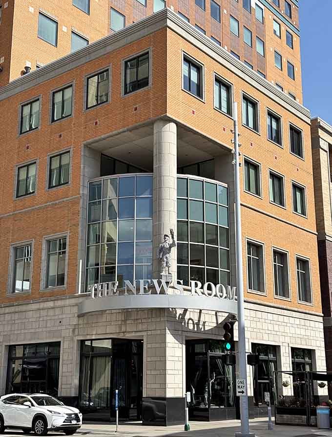 The News Room's modern exterior looks like Clark Kent might walk out any second with a hot scoop and a great lunch recommendation.