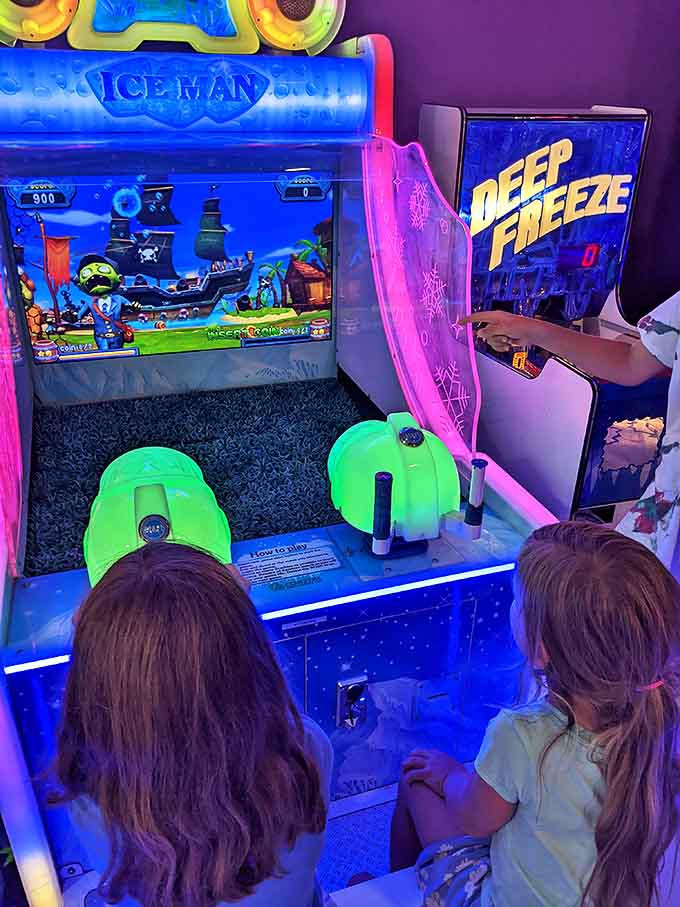 Flashing lights and electronic melodies create a technological playground where kids discover games don't always need charging cables or system updates.