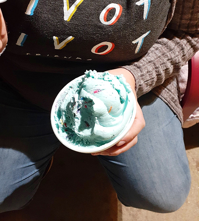 That vibrant blue Birthday Cake scoop isn't just ice cream&mdash;it's childhood nostalgia in frozen form.