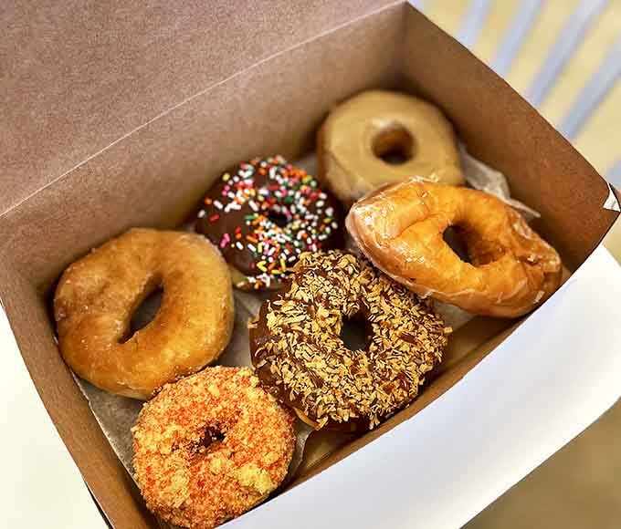The holy grail of breakfast indulgence &ndash; six different paths to happiness, neatly arranged in a humble cardboard vessel.