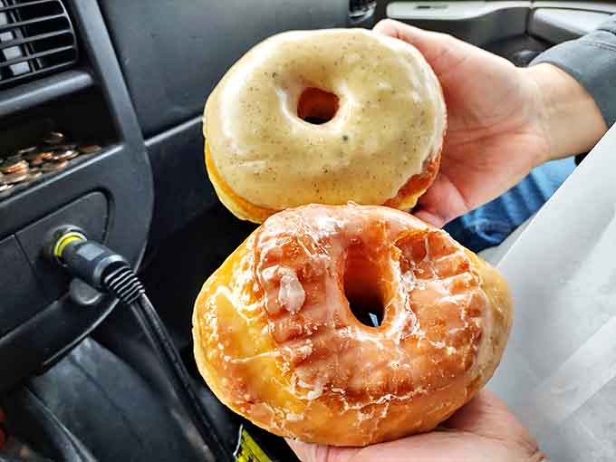 These glazed beauties glisten in the morning light, their brown butter coating promising flavor that ordinary doughnuts can only dream about.