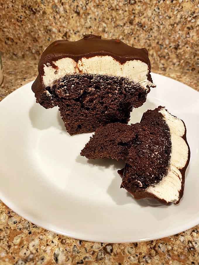 Chocolate meets art in this masterpiece &ndash; a dense chocolate cake topped with cream filling that makes you wonder why you'd ever need anything else in life.