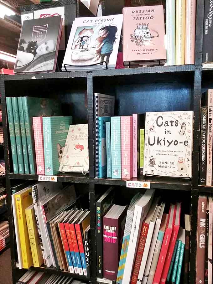 Cat lovers rejoice! An entire section dedicated to feline literature proves even the most serious bibliophile occasionally needs "Cats in Ukiyo-e" in their collection.