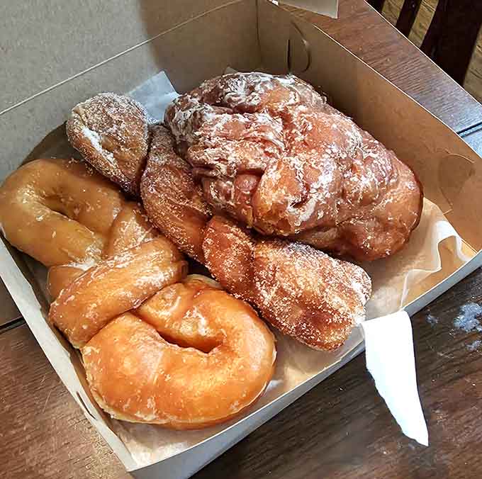 That apple fritter is roughly the size of a small planet, surrounded by supporting players that never stood a chance at stealing the spotlight.