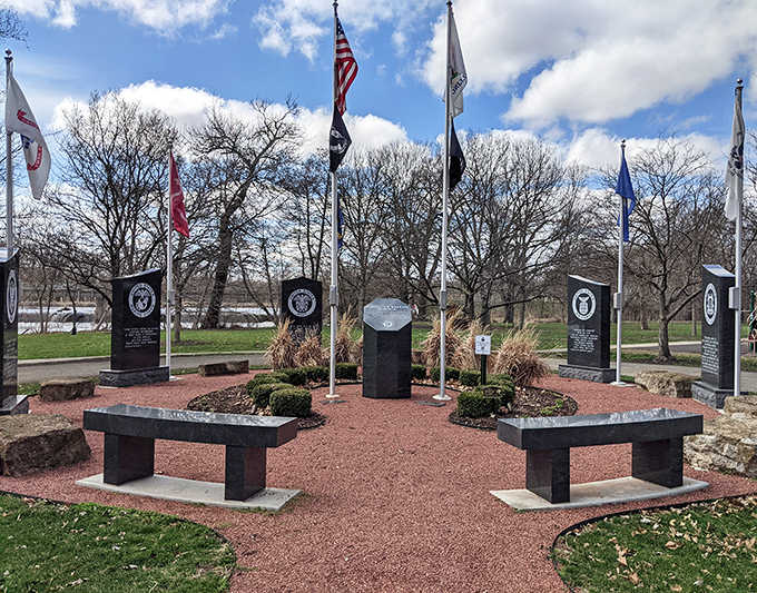 The Forgotten Warrior Memorial honors those who served with dignity and thoughtfulness, creating a space where patriotism and natural beauty intersect perfectly.