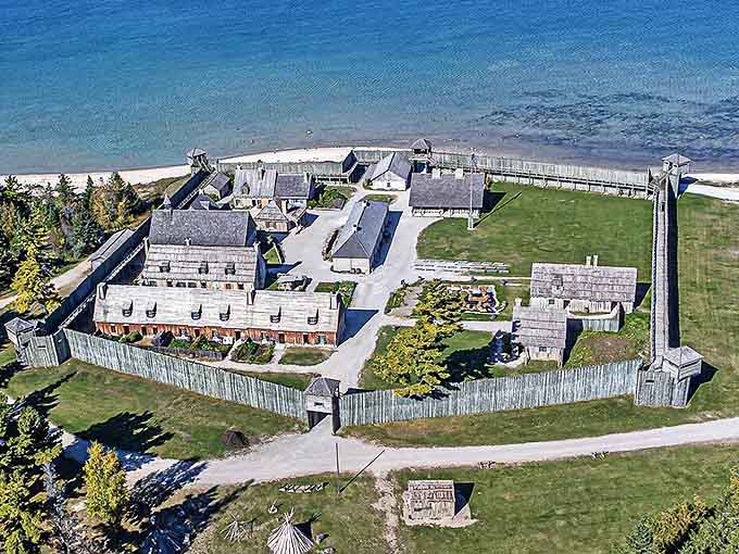 Fort Michilimackinac stands as a testament to the island's strategic importance, where history comes alive without the help of smartphone apps.