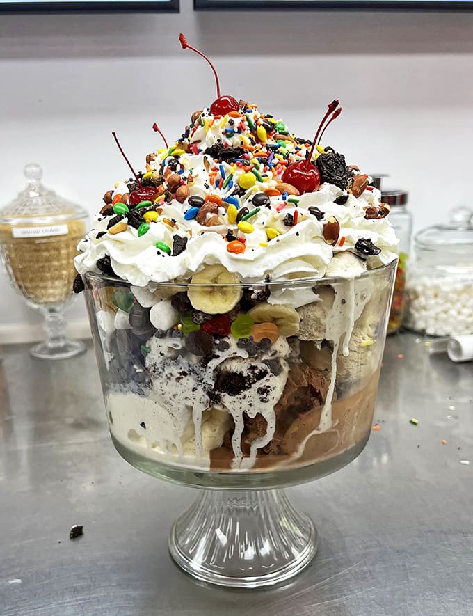 This isn't just a sundae &ndash; it's an architectural marvel with layers of ice cream, fruit, and enough toppings to qualify as a meal.