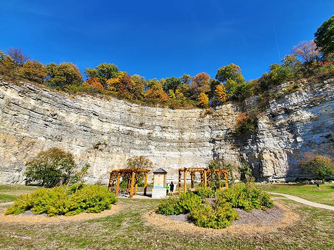Hoffman Gardens creates a perfect amphitheater of limestone, where nature provides the backdrop and humans add just enough landscaping to frame the view.