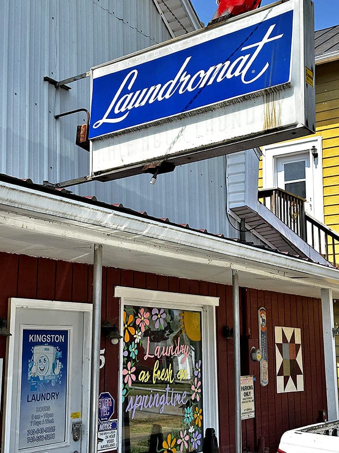 Kingston's laundromat doubles as an unofficial community center where news travels faster than the spin cycle.