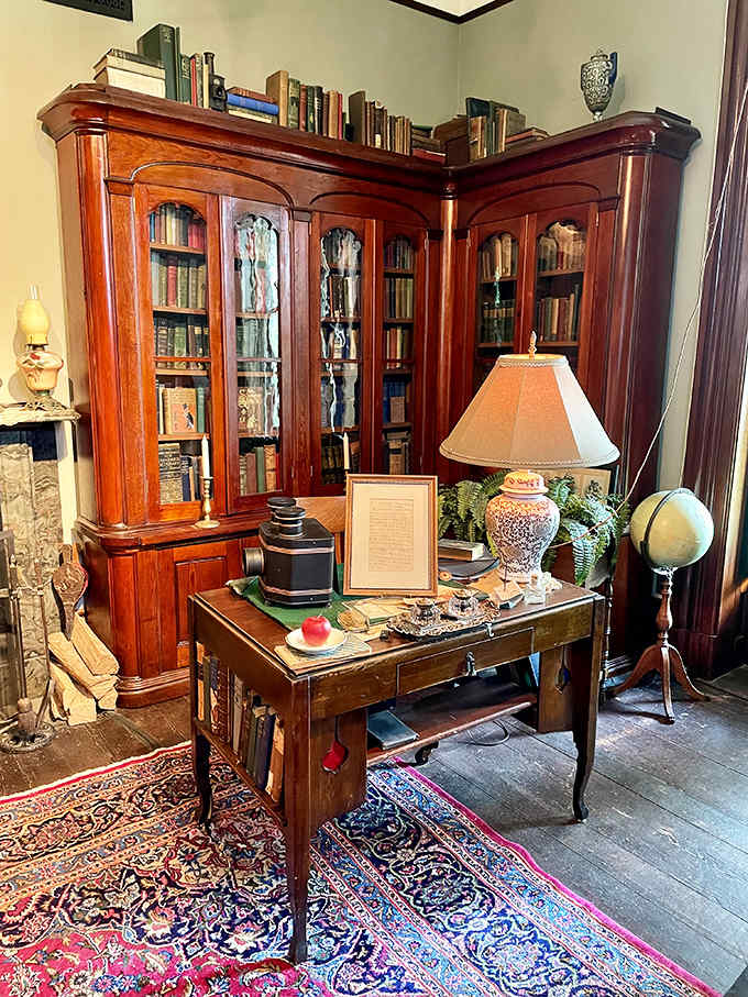 This isn't just any bookcase&mdash;it's a literary fortress housing leather-bound treasures that would make your e-reader hang its head in digital shame.