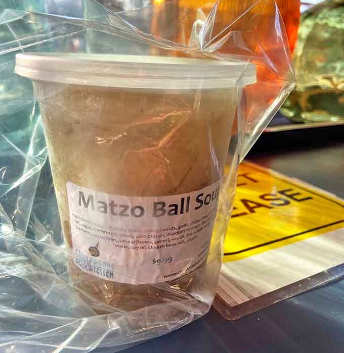 Comfort in a container! Their famous matzo ball soup packaged to go, because sometimes you need Jewish penicillin at home.