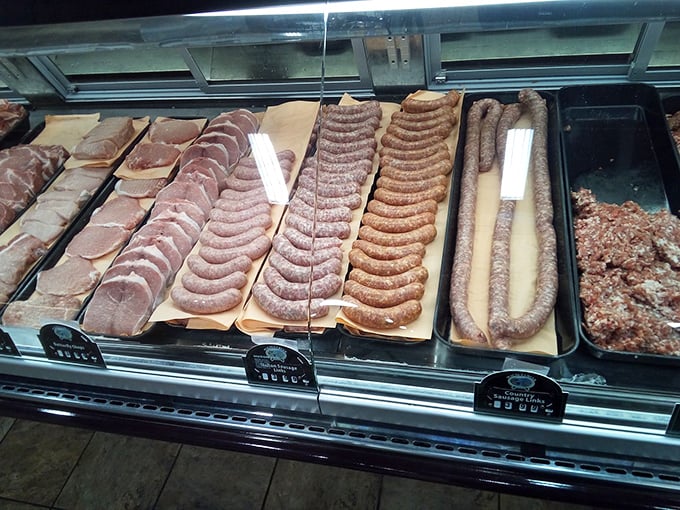 The meat counter displays proteins that remember what flavor actually means, unlike their supermarket cousins gathering dust under fluorescent lights.