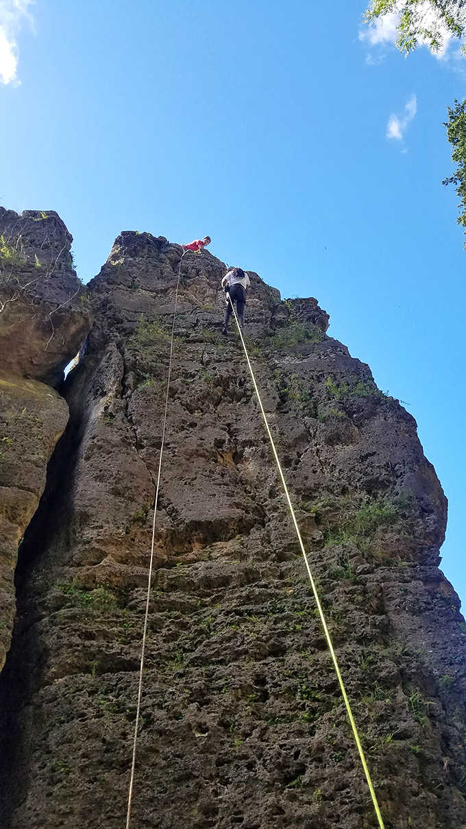 Adventurous souls scale the park's challenging limestone faces, finding handholds where centuries of erosion have sculpted natural climbing routes.