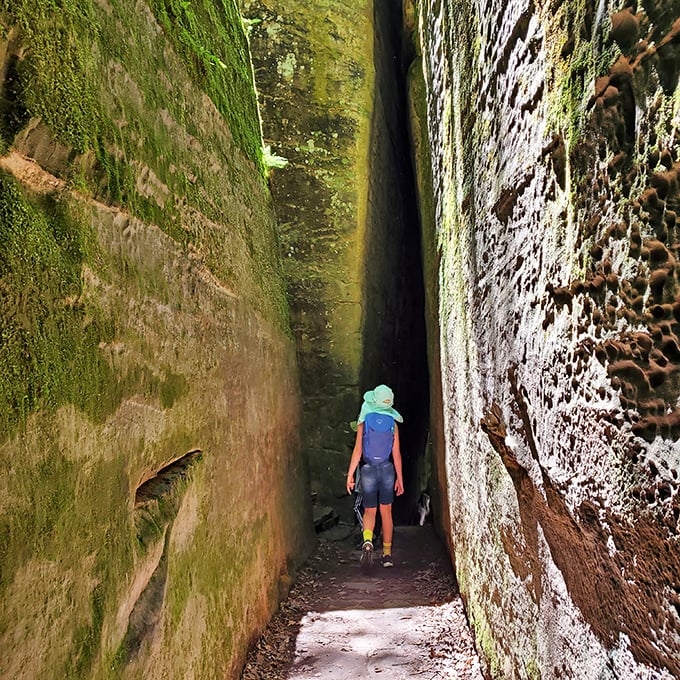 The infamous "Fat Man's Squeeze" passage – where hikers hold their breath (and maybe their lunch) to shimmy through nature's narrow corridor.