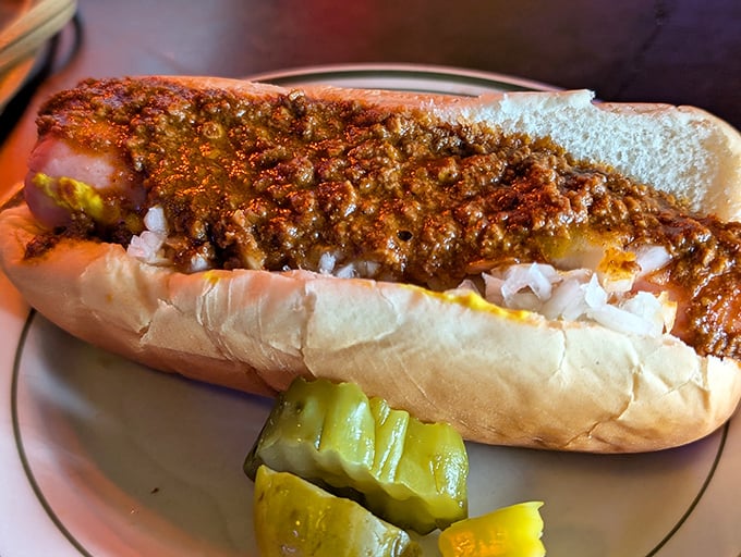 The legend itself: Tony Packo's famous Hungarian hot dog, where the secret sauce makes all the difference between good and unforgettable.