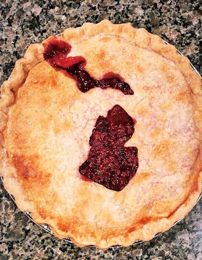 This Michigan-shaped pie is almost too beautiful to eat, but you'll get over that hesitation real quick.