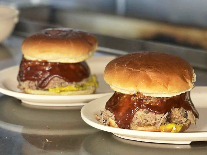 Pulled pork sandwiches that make you question why you'd eat anything else &ndash; tender, smoky perfection on a soft bun.