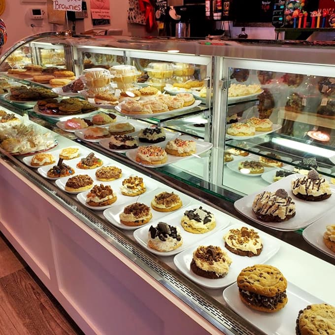 The display case isn't just storing cookies &ndash; it's showcasing edible art, with each creation more tempting than the last.