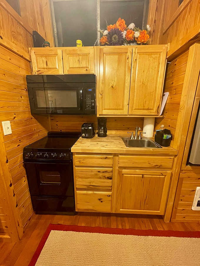 This might be the cutest kitchen that ever rolled down the tracks &ndash; compact but mighty, with everything needed for culinary adventures.