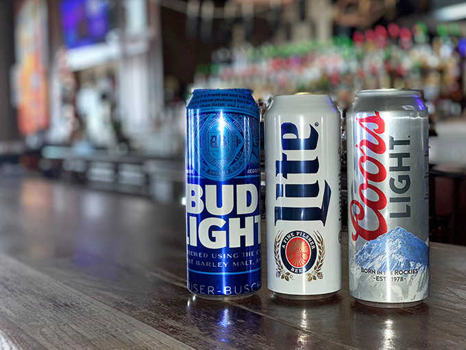 Sometimes the classics deserve respect &ndash; these aluminum storytellers (Bud Light, Miller Lite, and Coors Light) wait patiently for thirsty traditionalists.