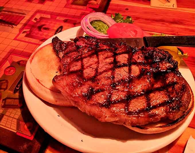 This perfectly grilled steak with classic fixings might be why some spirits refuse to leave&mdash;I'd haunt this place too for another bite.