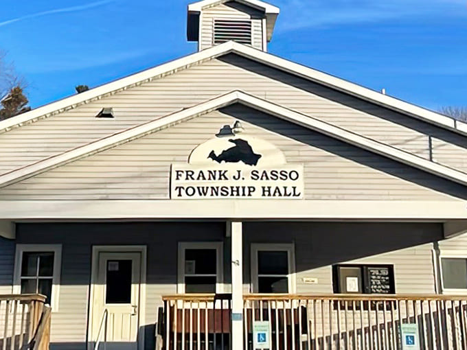 The Frank J. Sasso Township Hall serves as the community's gathering place, proving small-town government can fit in charming packages.