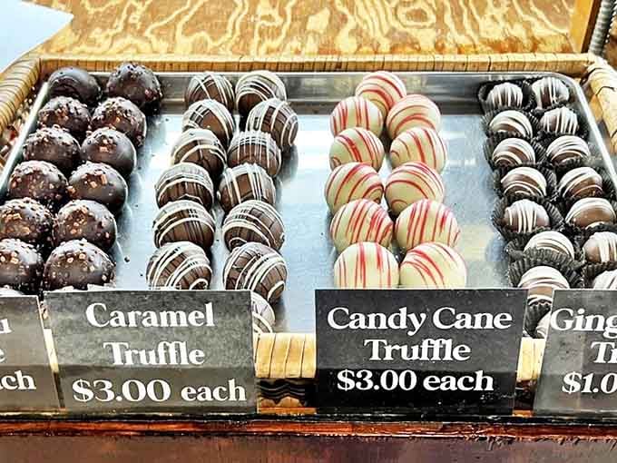 These aren't just truffles; they're edible art. The caramel ones practically whisper your name from behind the glass.