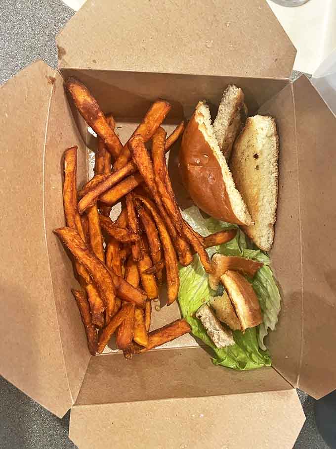 That turkey burger paired with sweet potato fries is comfort food elevated, proving healthy choices don't have to be boring.