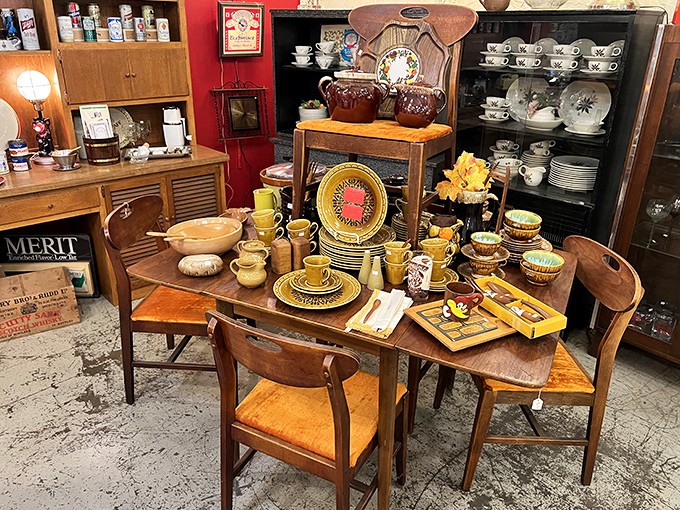 A perfectly preserved vintage dining set that's seen thousands of family meals and is ready for thousands more.