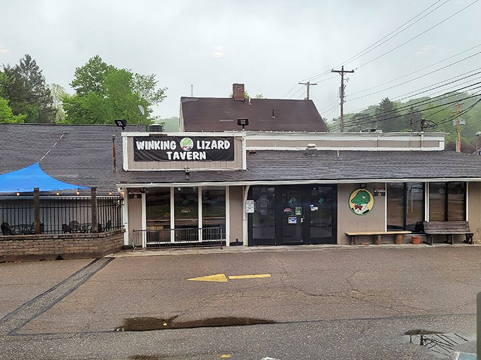The Winking Lizard Tavern – where locals gather, stories flow as freely as the beer, and yes, there's an actual lizard.