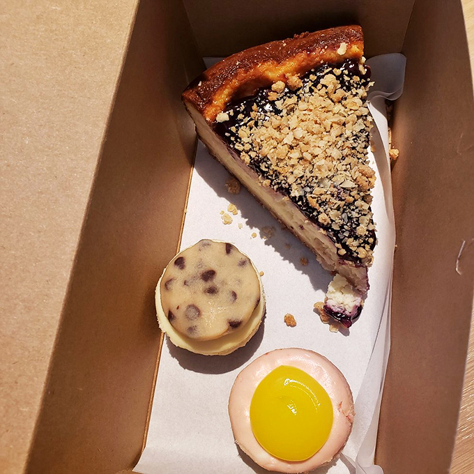 Sweet temptations from The Cheesecake Girl &ndash; a trio of dessert perfection featuring blueberry cheesecake, cookie dough, and sunshine-bright lemon raspberry.