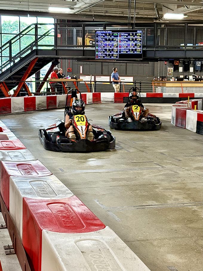 The scoreboard doesn't lie &ndash; these racers are chasing glory at 30 mph, their office worries temporarily replaced by lap times.