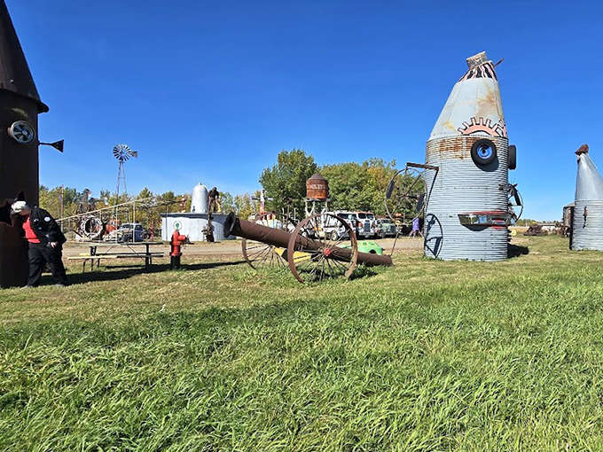 Metal silos transformed into space-age sculptures reach for the Minnesota sky. Who needs Cape Canaveral when you've got a welder and a dream?
