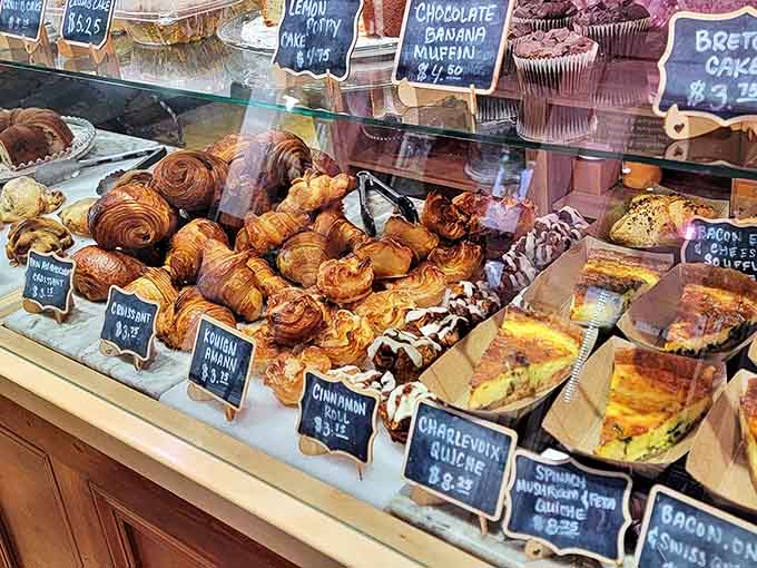 Feast your eyes on this display case of dreams! Each pastry is a work of art that took days to perfect but seconds to devour.