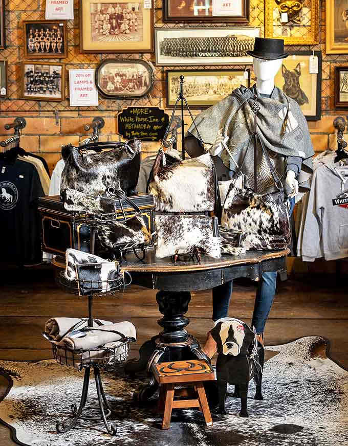 Cowhide accessories transform from ranch practical to boutique chic, proving country style can be sophisticated when done with this level of craftsmanship.