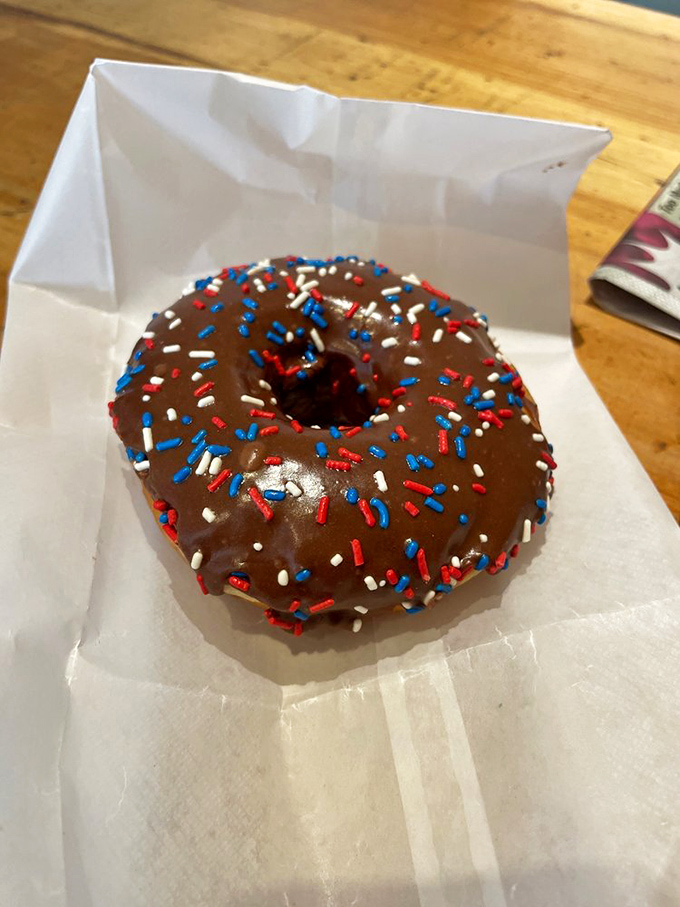 Chocolate frosting and patriotic sprinkles make every day feel like a celebration worth attending, preferably with napkins.