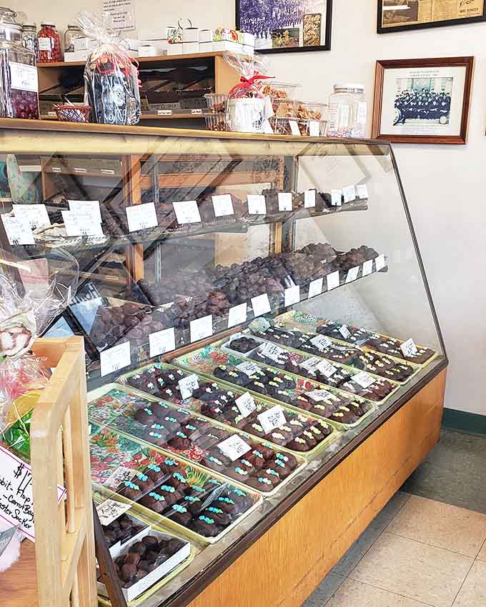 Chocolate heaven awaits in these display cases &ndash; each handcrafted morsel represents over a century of confectionery expertise and old-world techniques.