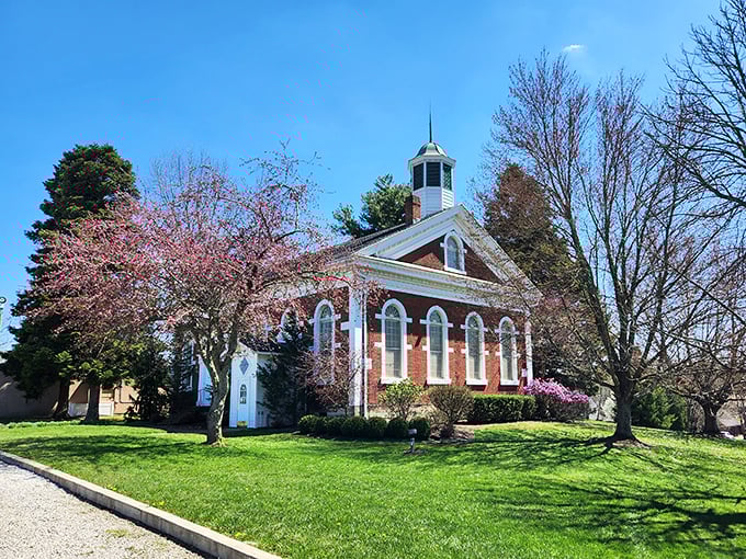 The historic church stands as a testament to the religious freedom that brought German separatists to this Ohio valley.