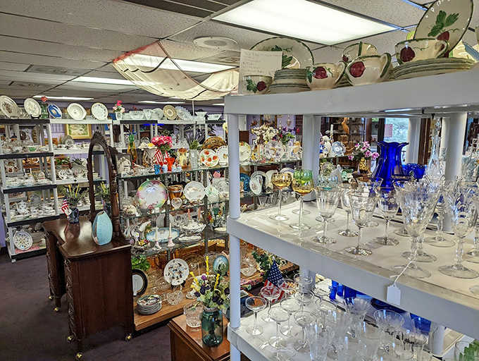 Glassware that catches light like liquid jewels, reminding us that our grandparents knew how to make even drinking water feel like an elegant affair.