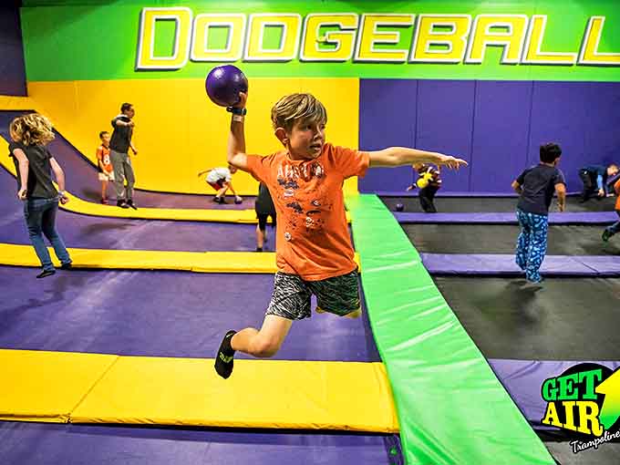 Trampoline dodgeball adds a vertical dimension to playground politics. Suddenly your lack of height doesn't matter when everyone can fly.