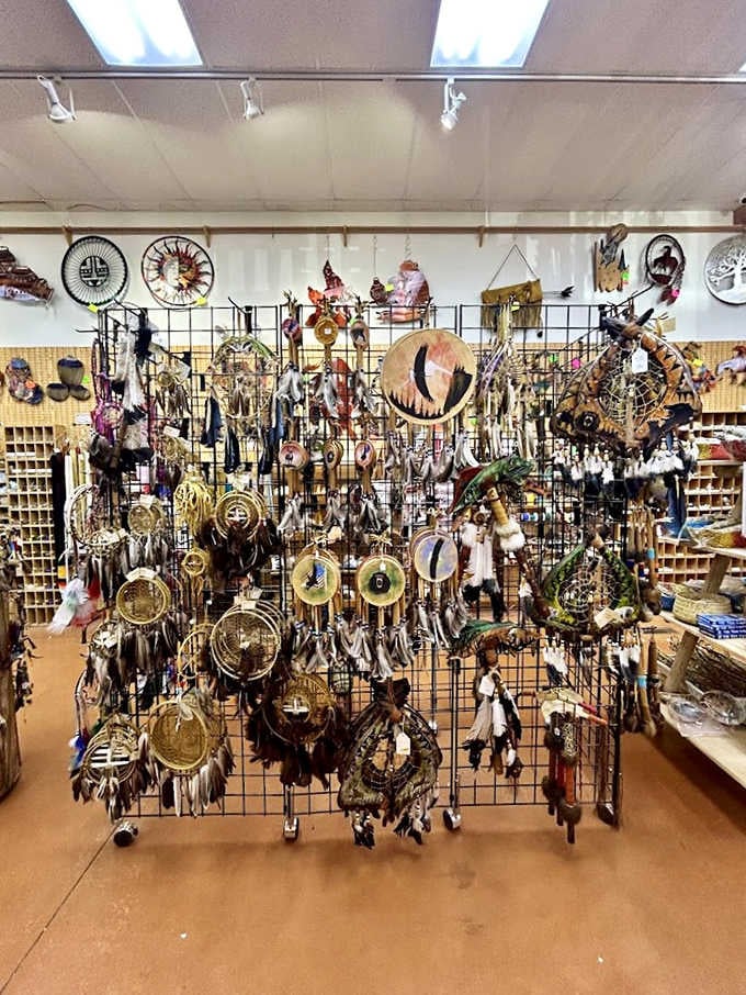 Dreamcatchers hang like captured constellations, each intricate creation different from the next &ndash; some delicate as spider silk, others bold with leather and beads.
