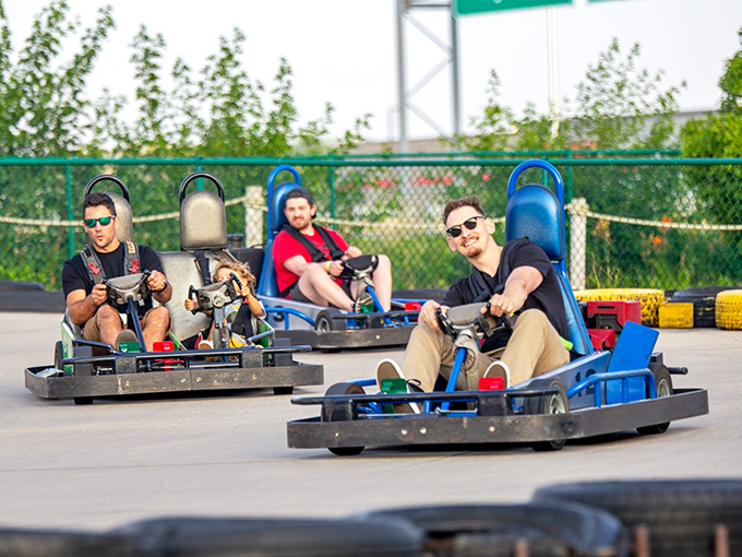 Speed demons, start your engines! The go-kart track offers heart-racing thrills as drivers navigate challenging turns and straightaways.