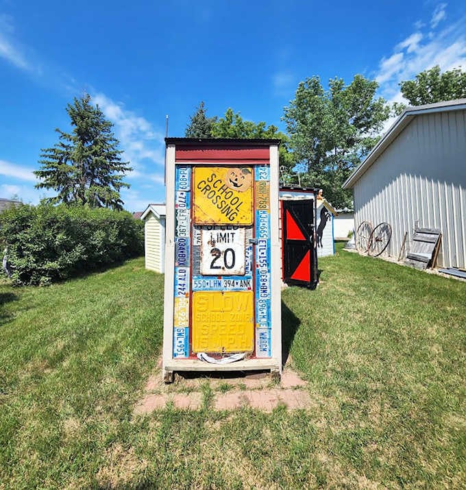 The museum's eclectic structures showcase American ingenuity &ndash; who else would think to decorate a bathroom with "Watch Out For Children" signs?