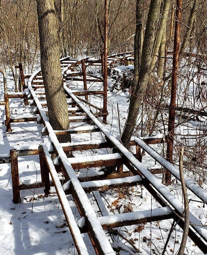 Nature doesn't care about your engineering degree&mdash;these abandoned roller coaster tracks now serve as winter's most unusual snow display.