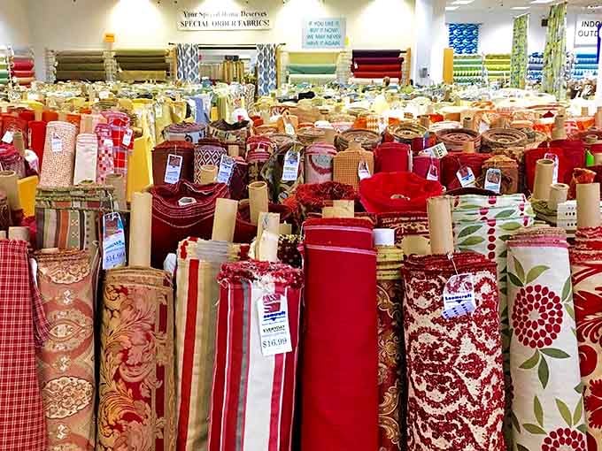 Red fabrics ranging from subtle blush to bold crimson, because sometimes your project needs to make a statement rather than whisper politely.