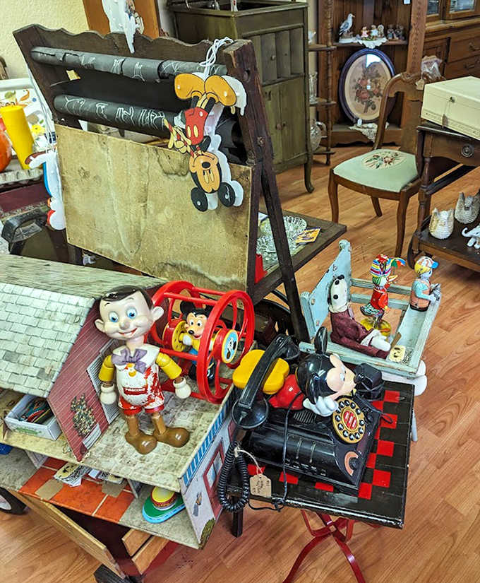 Vintage toys stand at attention, ready to spark joy in collectors who recognize their childhood friends or introduce themselves to new generations.