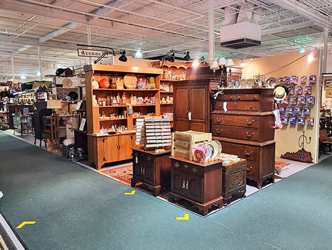 Furniture with stories to tell &ndash; this elegant wooden display showcases pieces that have witnessed decades of family dinners, conversations, and everyday life.