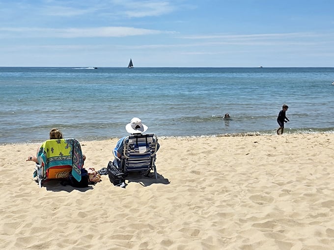 Buttersville Park's waters transforms the sky into a canvas of colors, reflecting off the calm waters of Lake Michigan