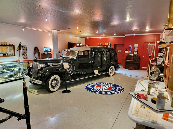 A vintage hearse takes center stage in this unique museum dedicated to the history and art of funeral services in America.